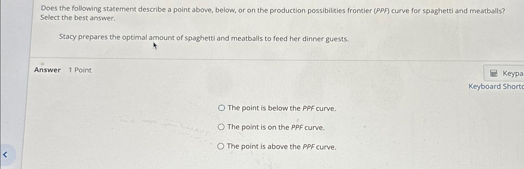 Solved Does the following statement describe a point above, | Chegg.com