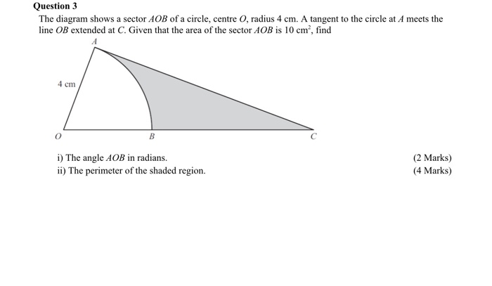 Solved Question 3 The diagram shows a sector AOB of a | Chegg.com