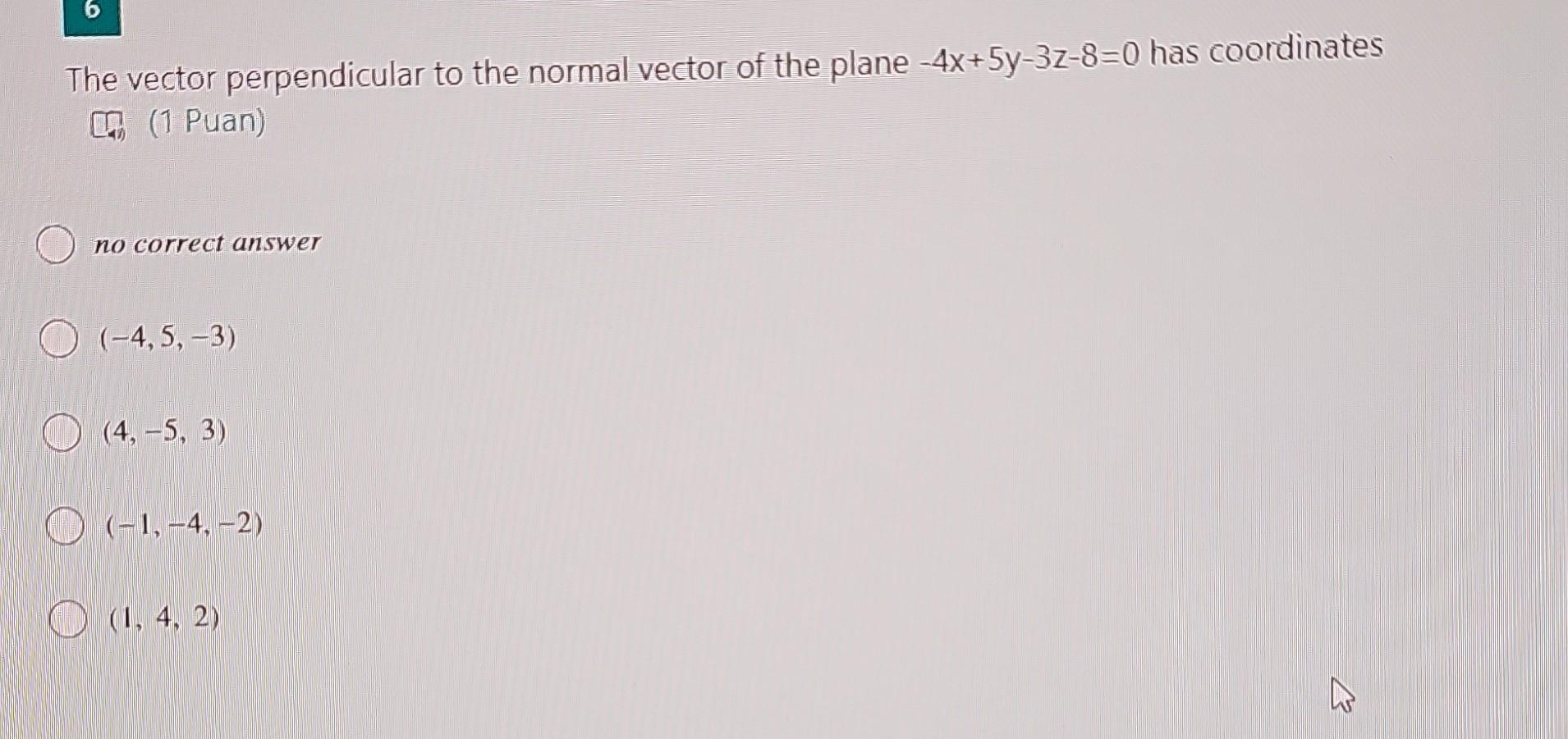 Solved The vector perpendicular to the normal vector of the | Chegg.com