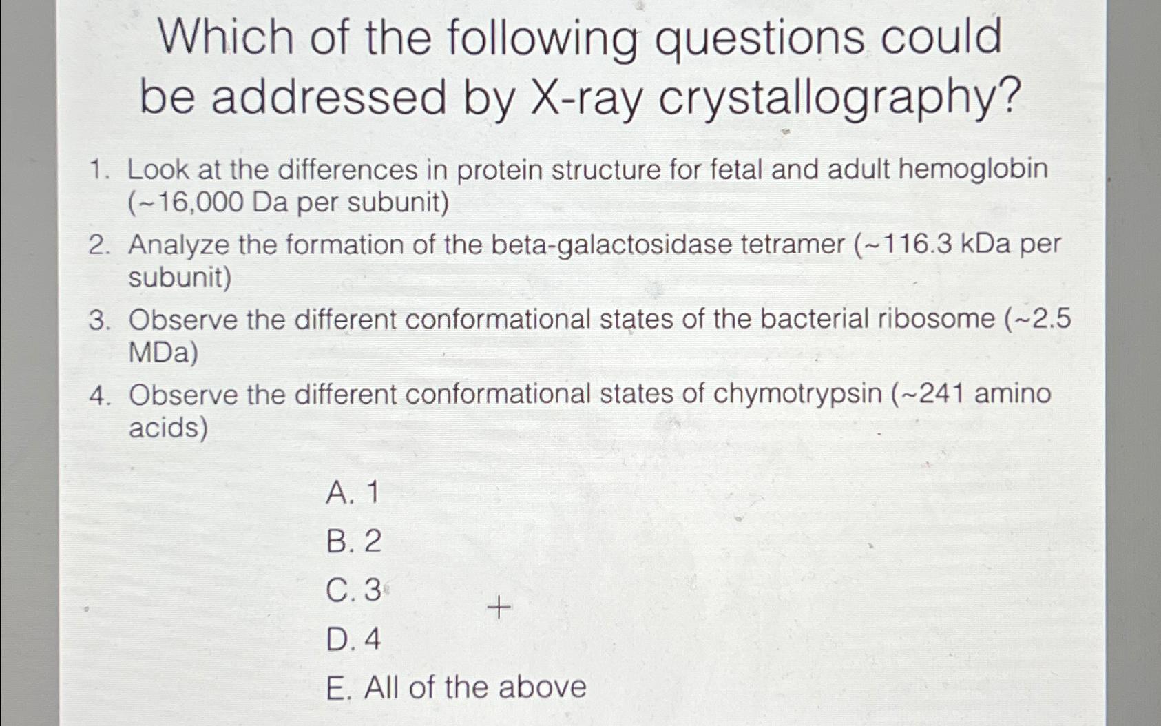 Solved Which of the following questions could be addressed | Chegg.com Solved Which of the following questions could be addressed | Chegg.com