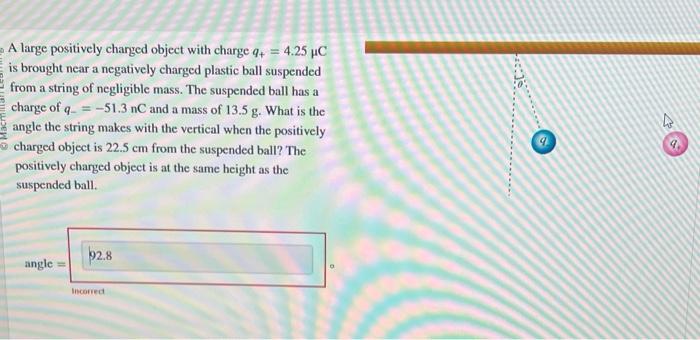 Solved A large positively charged object with charge | Chegg.com