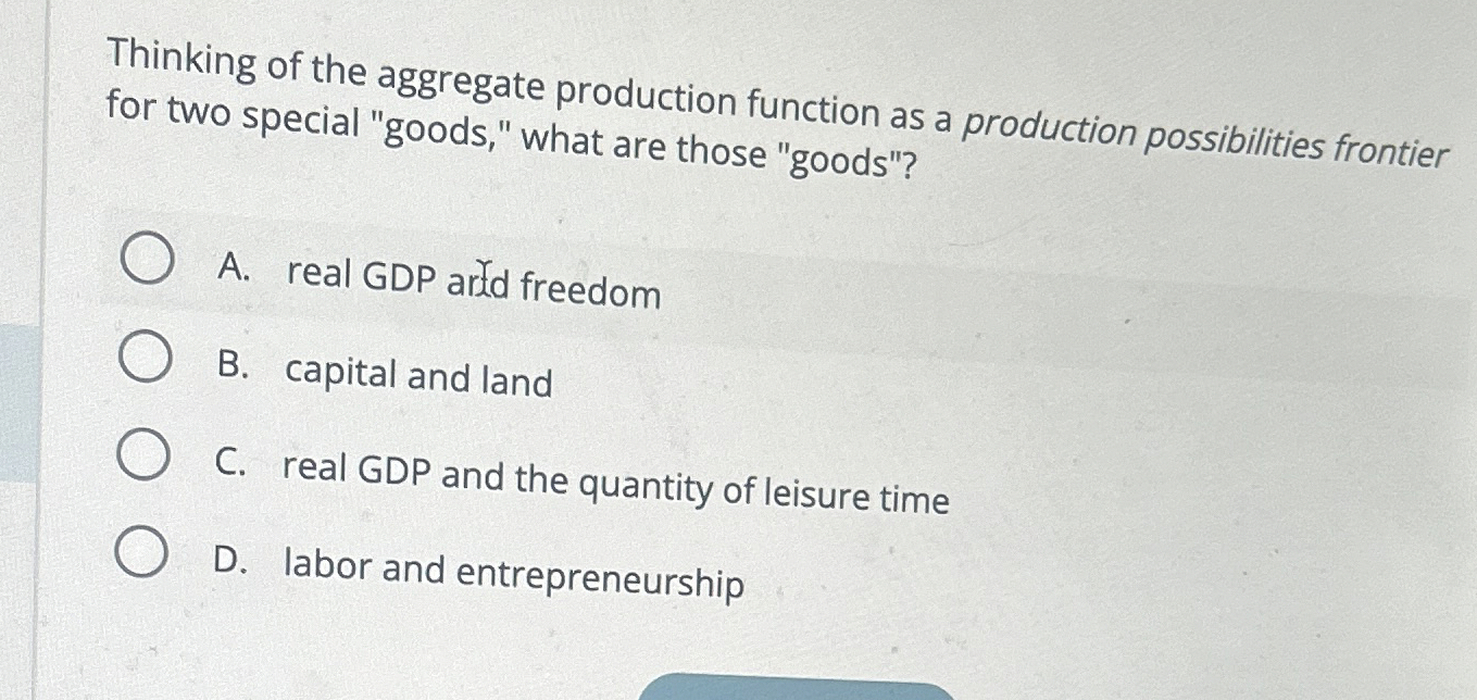 Solved Thinking Of The Aggregate Production Function As A