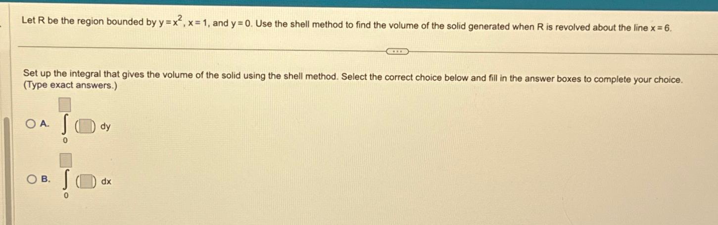 Solved Let R ﻿be the region bounded by y=x2,x=1, ﻿and y=0. | Chegg.com