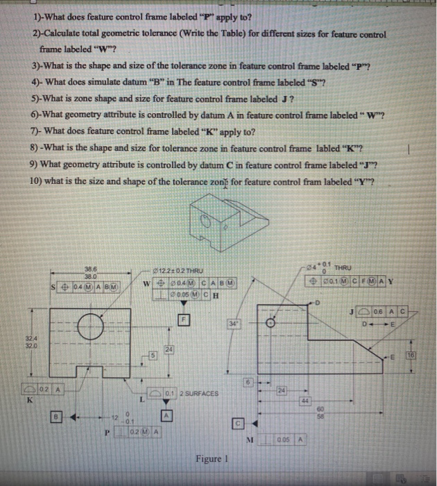 Solved 1)-What does feature control frame labeled "P" apply | Chegg.com