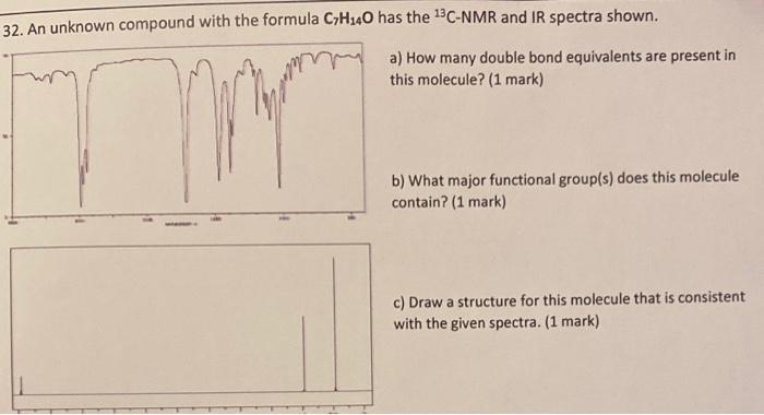 Solved 32. An unknown compound with the formula C7H14O has | Chegg.com