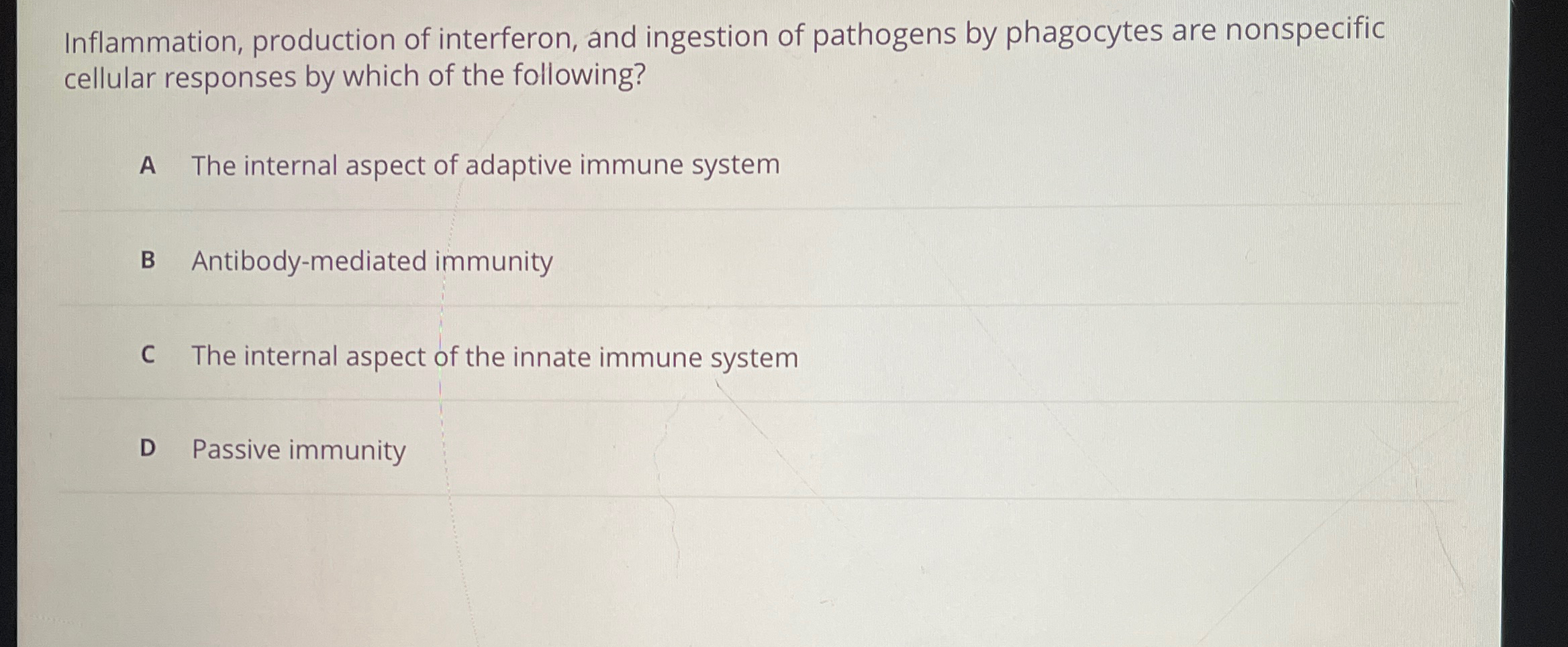 Solved Inflammation Production Of Interferon And Ingestion