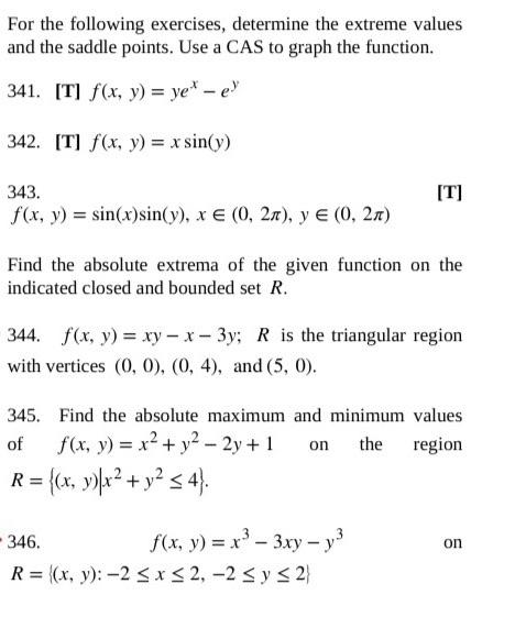 Solved For the following exercises, determine the extreme | Chegg.com
