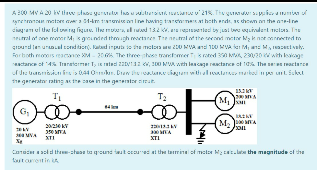 Solved A 300-MV A 20-kV three-phase generator has a | Chegg.com