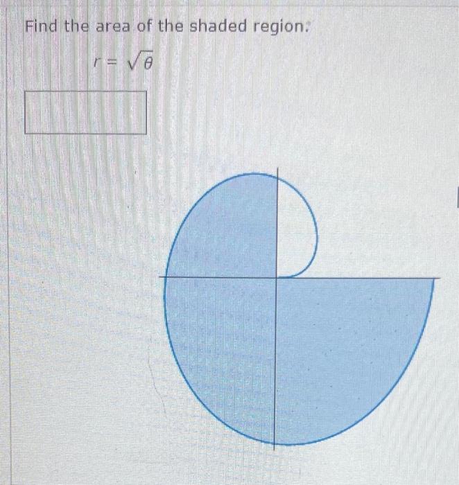 Solved Find the area of the shaded region. r=θ | Chegg.com