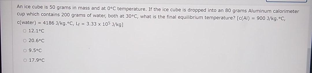 Solved An ice cube is 50 grams in mass and at 0°C | Chegg.com