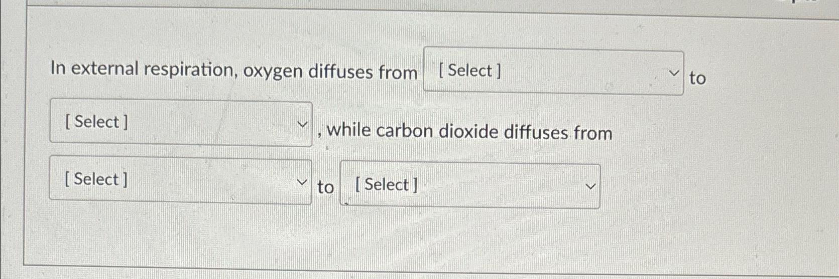 Solved In external respiration, oxygen diffuses from to, | Chegg.com