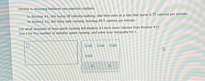 Solved Tammy is choosing between two exercise routines. In | Chegg.com