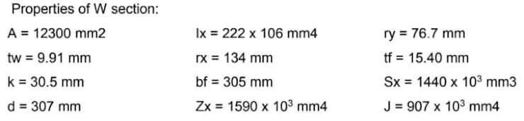 Solved NEED ASAP A W section is used as a beam with a | Chegg.com