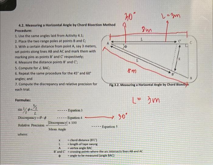 Solved 5.2. Measuring Horizontal Angles by Chord Bisection | Chegg.com