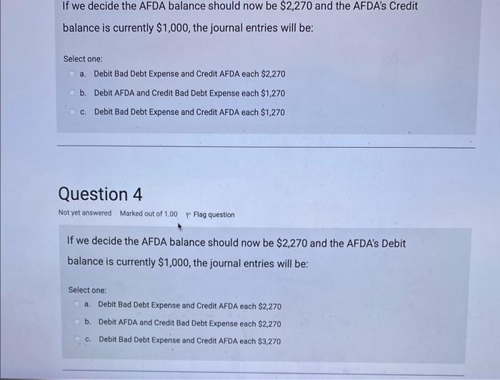 Solved The most common method of calculating AFDA is: Select | Chegg.com