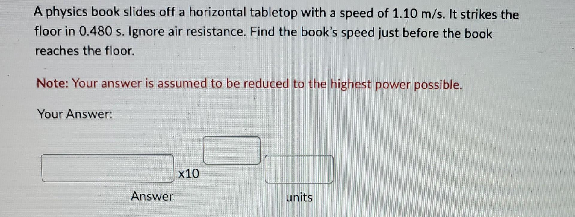 Solved A physics book slides off a horizontal tabletop with | Chegg.com