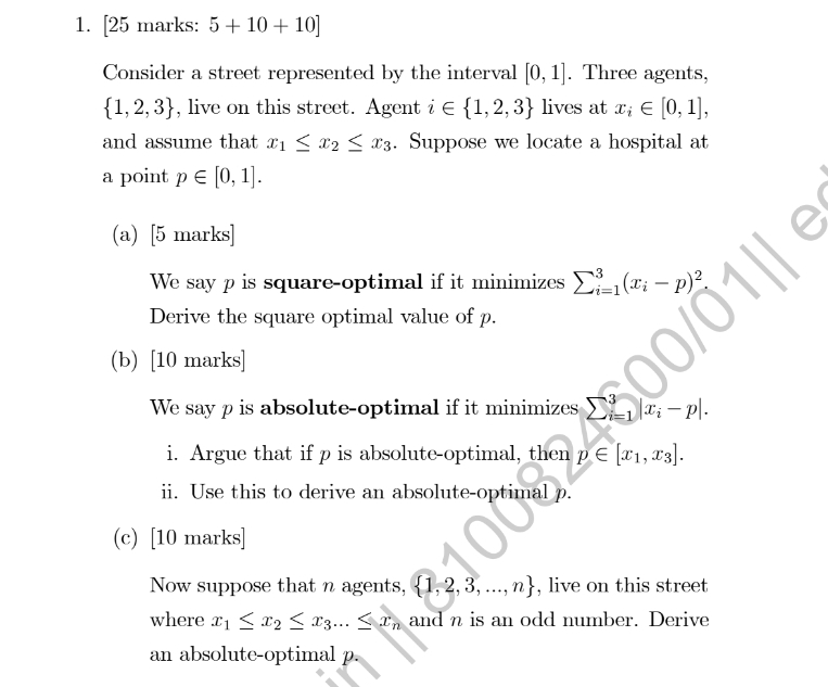 Solved [25 ﻿marks: 5+10+10Consider a street represented by | Chegg.com
