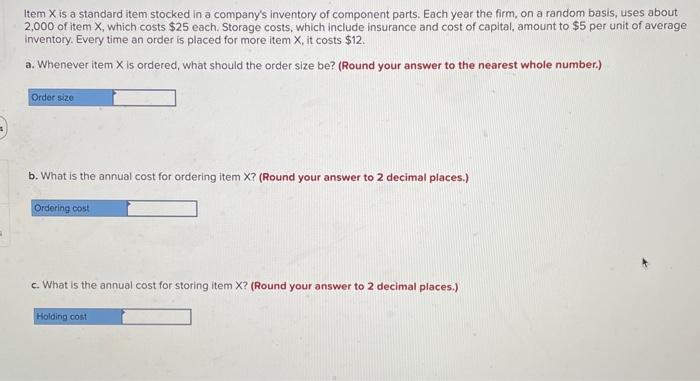 Solved Item X is a standard item stocked in a company's | Chegg.com