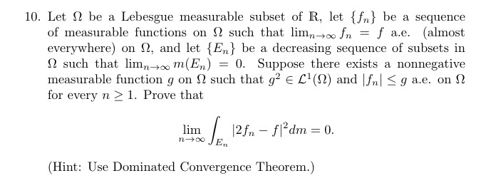 Solved 10 Let 2 Be A Lebesgue Measurable Subset Of R Let
