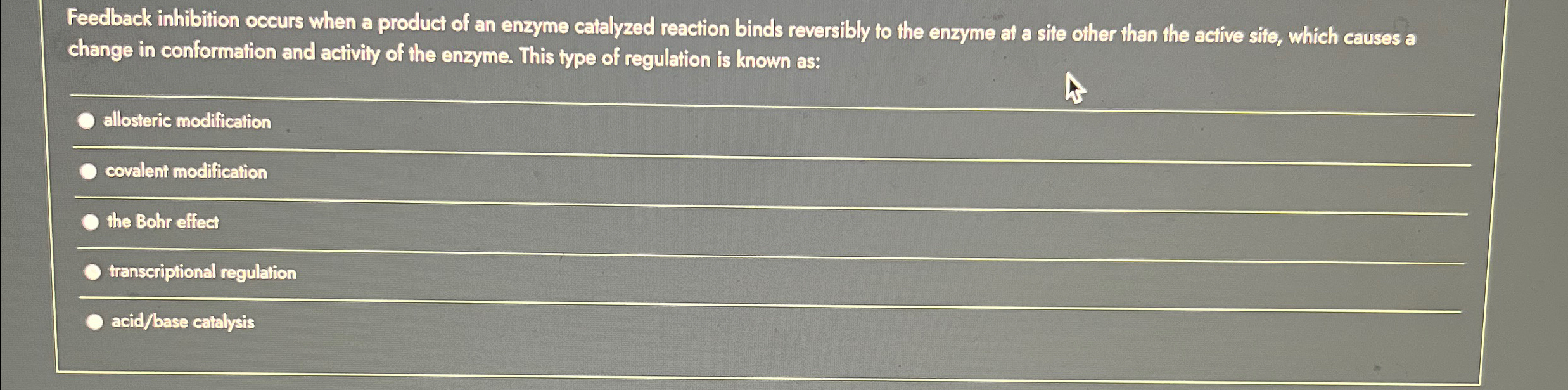 Solved Feedback inhibition occurs when a product of an | Chegg.com