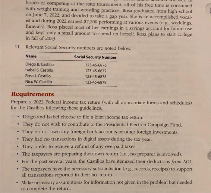 Solved Diego B. (age 42) and Isabel S. (age 41) Castillo are | Chegg.com