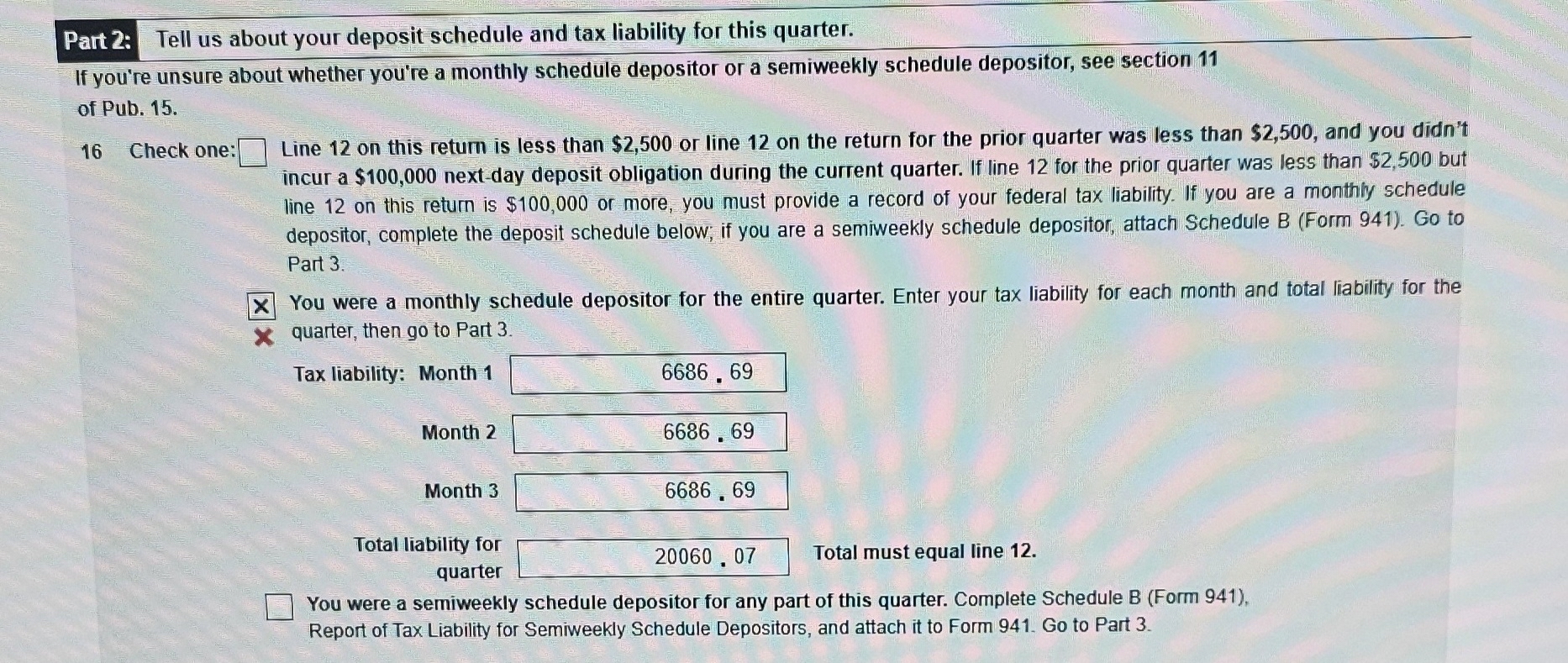 Solved The total liability for quarter is correct but i need | Chegg.com