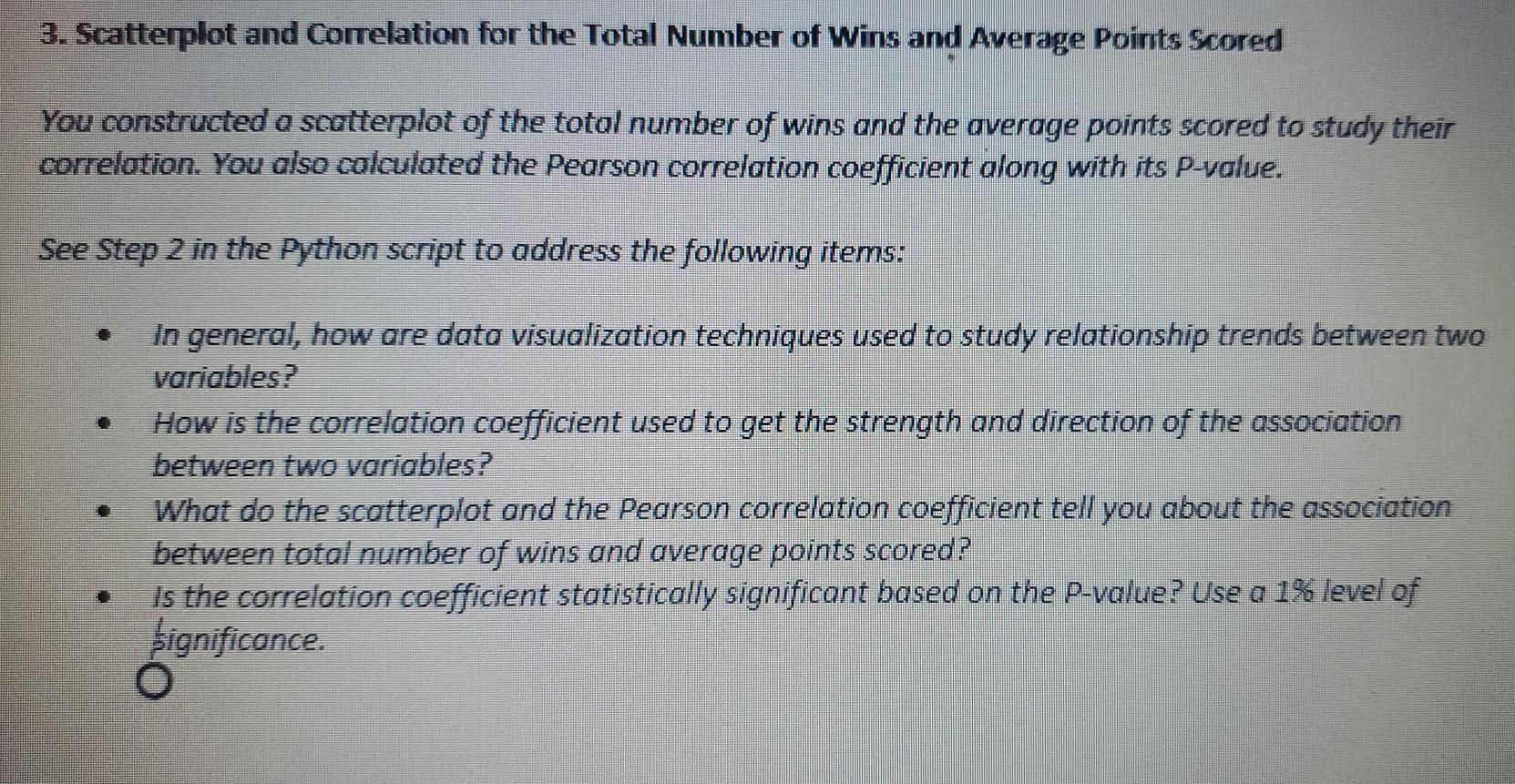Solved 3. Scatterplot and Correlation for the Total Number | Chegg.com