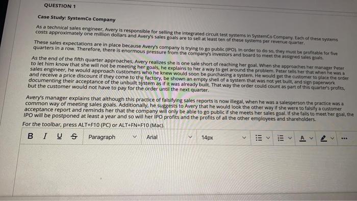 Solved QUESTION 1 Case Study: SystemCo Company As a | Chegg.com