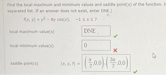 Solved Find the local maximum and minimum values and saddle | Chegg.com