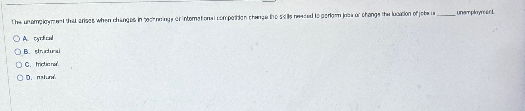 Solved The unemployment that arises when changes in | Chegg.com