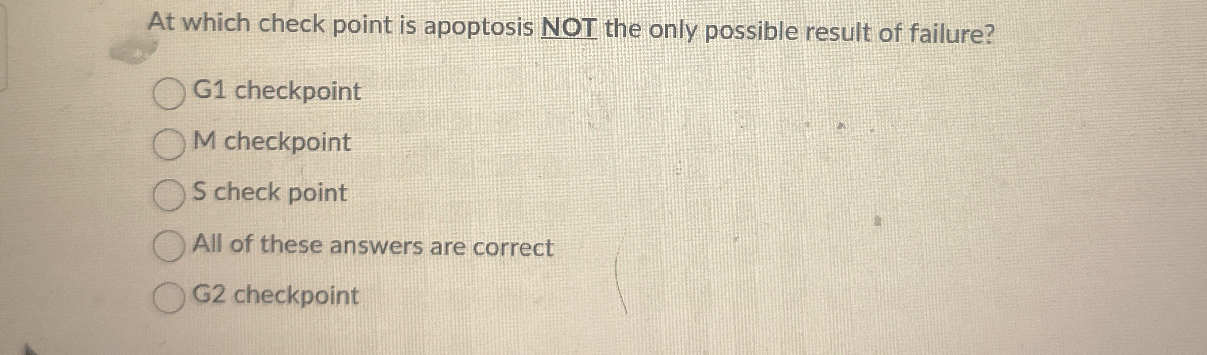 Solved At which check point is apoptosis NOT the only | Chegg.com