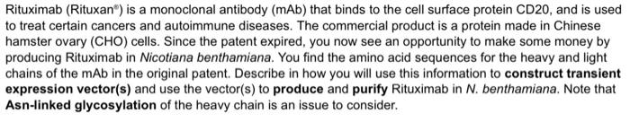 Solved Rituximab (Rituxan) is a monoclonal antibody (mAb) | Chegg.com