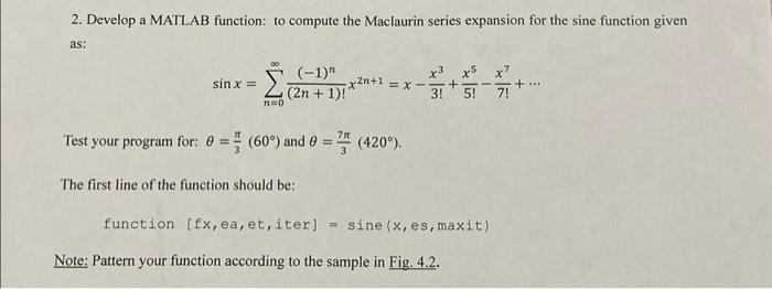 2. Develop a MATLAB function: to compute the | Chegg.com