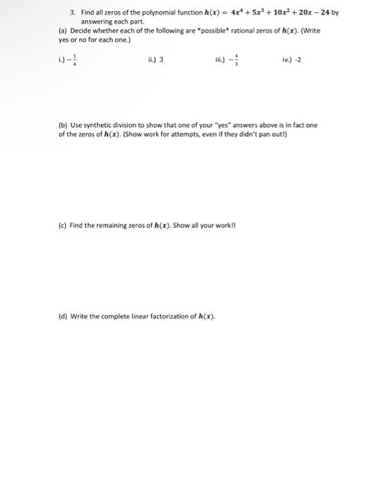 Solved 3. Find all zeros of the polynomial function | Chegg.com