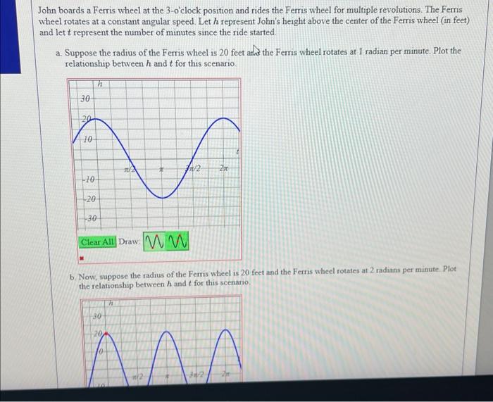 Solved John boards a Ferris wheel at the 3-o'clock position | Chegg.com