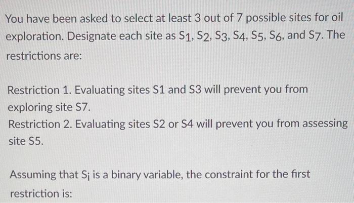 Solved Find the constraint for the second restriction. The | Chegg.com