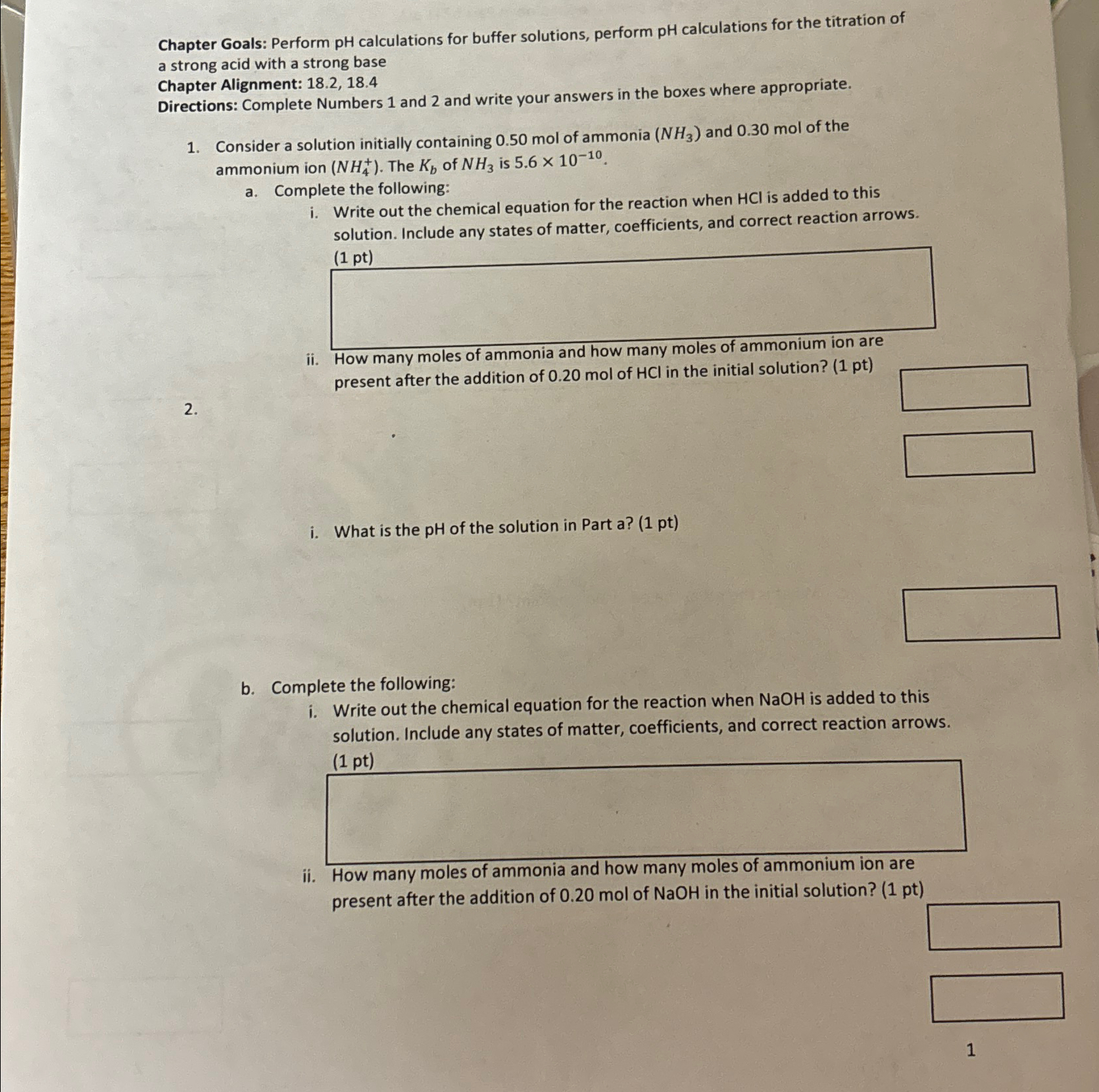 Solved Chapter Goals: Perform pH calculations for buffer | Chegg.com