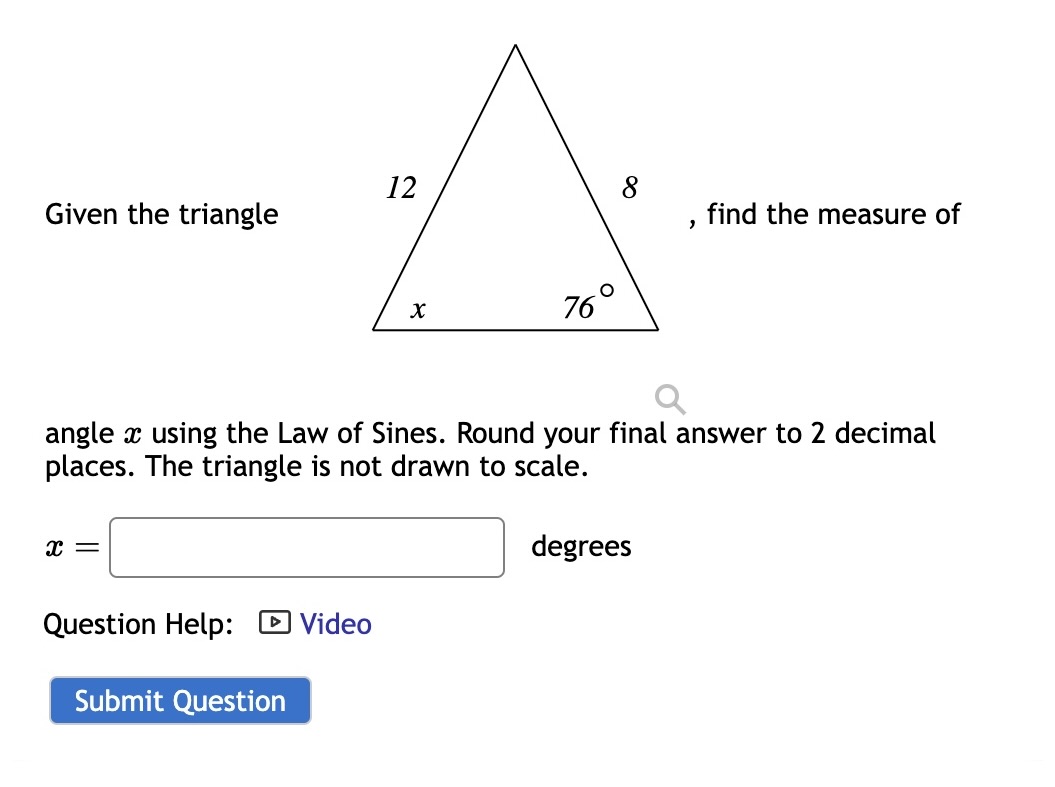 Solved Given the triangle"ind the measure ofangle x ﻿using | Chegg.com