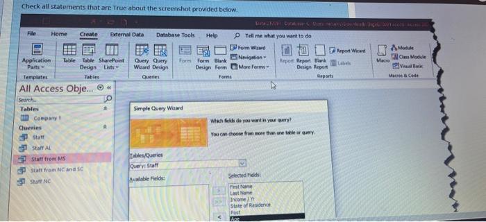 Solved The uset is running a Wizard to create a table: The | Chegg.com