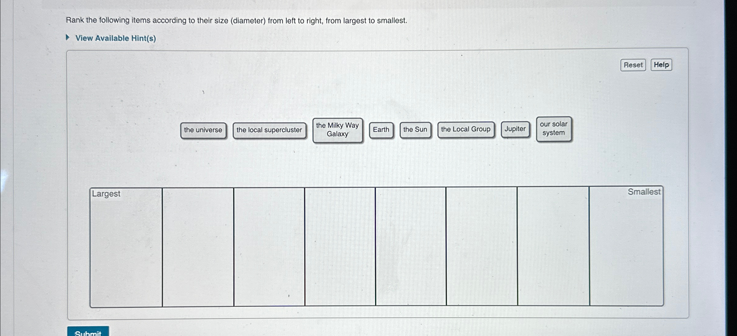 Solved Rank the following items according to their size | Chegg.com
