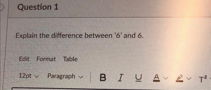 Solved Explain the difference between ' 6 ' and 6. Edit | Chegg.com