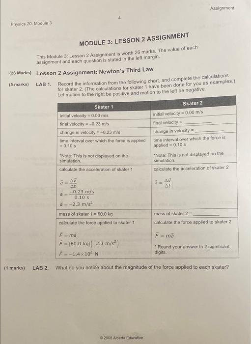 Solved Assignment Physics 20. Module 3 MODULE 3: LESSON 2 | Chegg.com