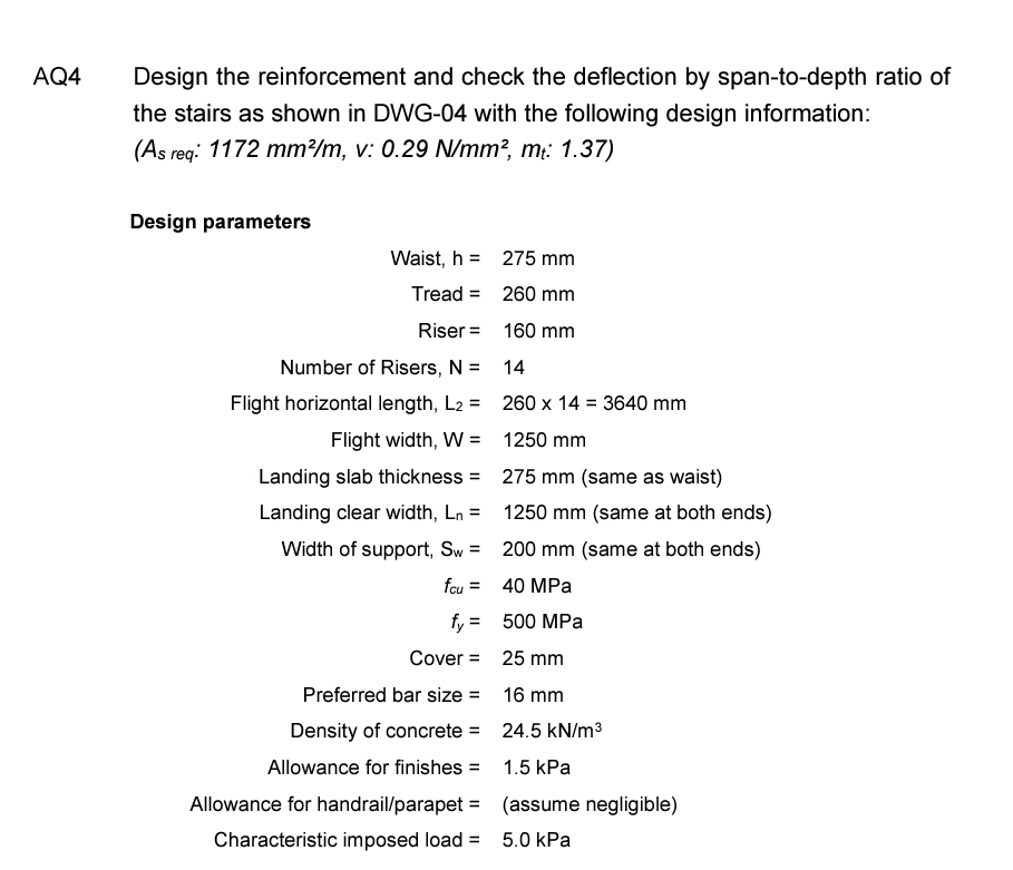 Solved AQ4 ﻿Design the reinforcement and check the | Chegg.com