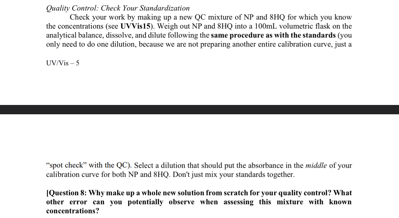 Solved Quality Control: Check Your StandardizationCheck your | Chegg.com