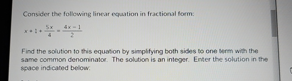 Solved Consider the following linear equation in fractional | Chegg.com