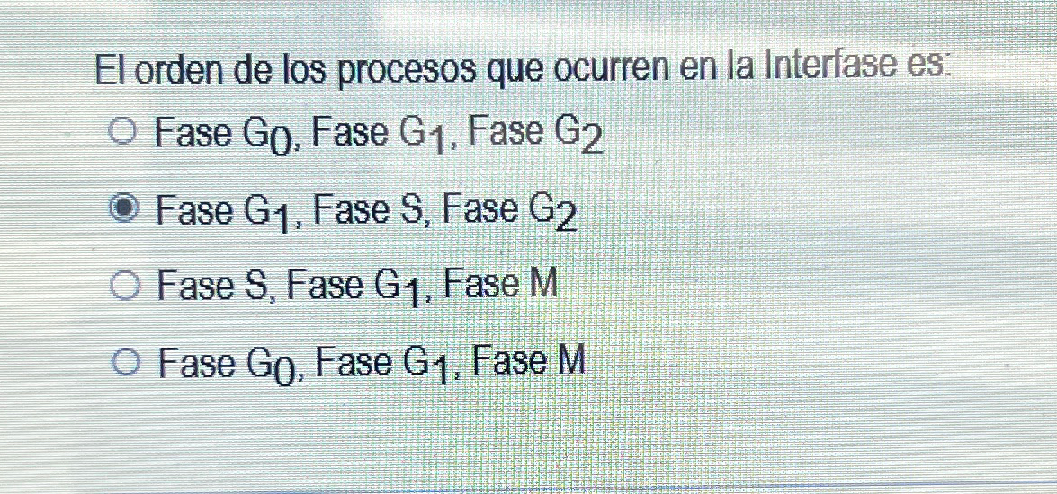 Solved El orden de los procesos que ocurren en la Interfase | Chegg.com