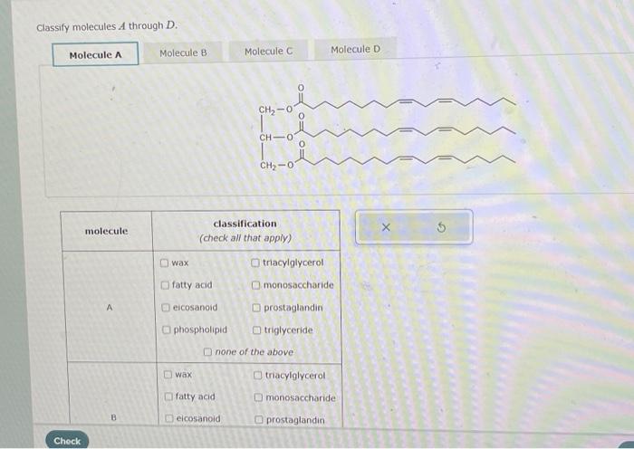 Solved Classify molecules A through D.Molecule A Molecule B | Chegg.com