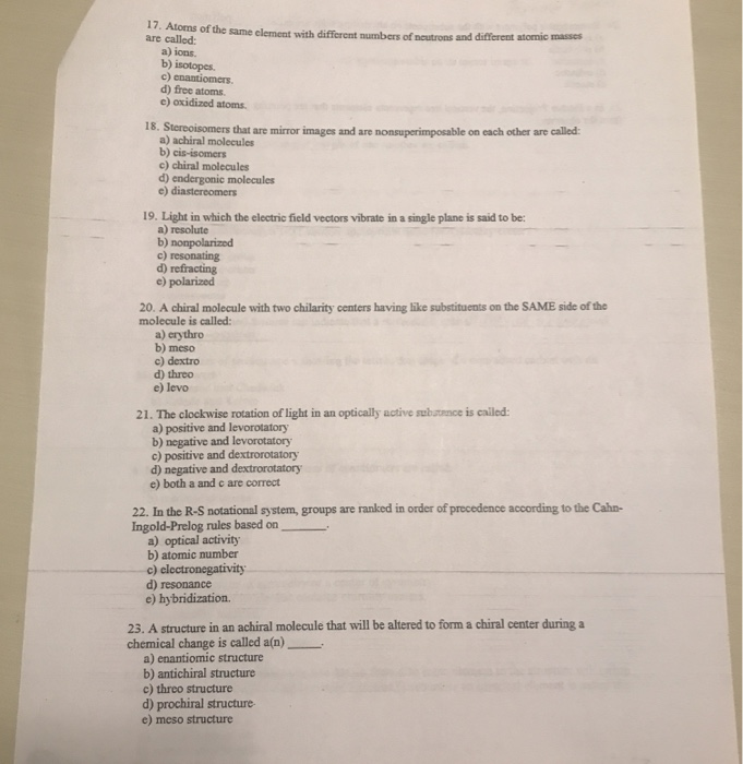 Solved 11. Atoms of the same clement with different numbers | Chegg.com