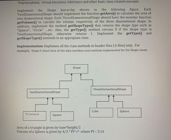 Solved Polymorphism. Virtual functions. Inritance and other | Chegg.com