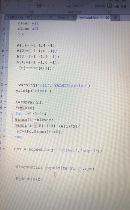 LMI, Matlab code " can you please guide me what's | Chegg.com
